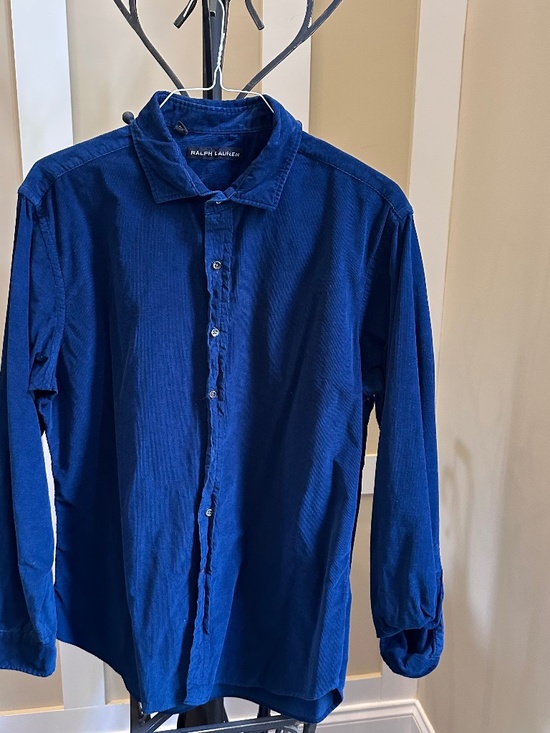 Ralph Lauren | Shirts | Ralph Lauren Mens Blue Fine Corduroy Button ...